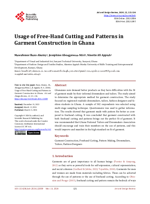 (PDF) Usage of Free-Hand Cutting and Patterns in Garment Construction ...