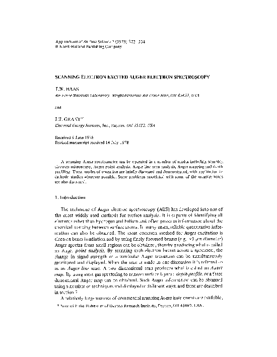 (PDF) Scanning electron excited Auger electron spectroscopy