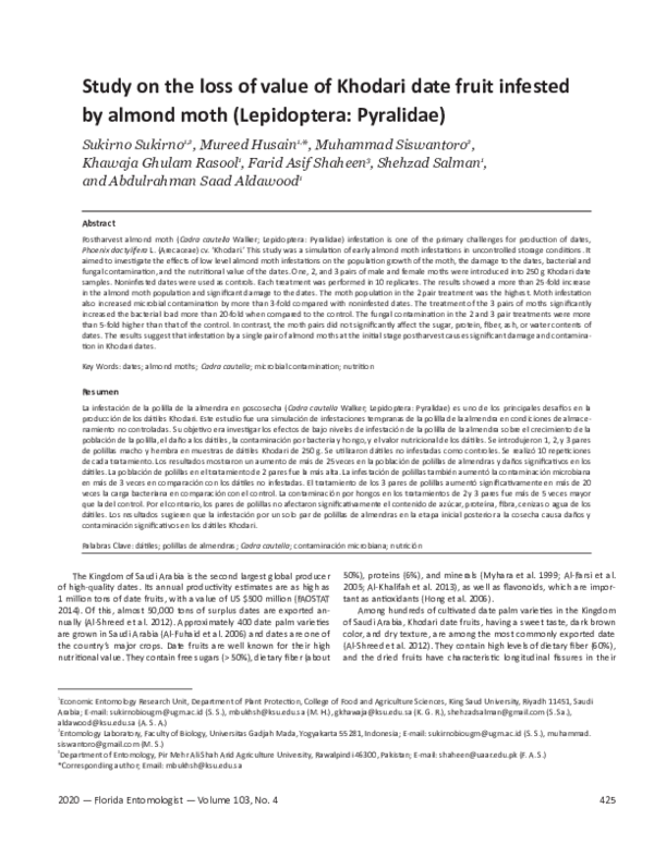 (PDF) Study on the Loss of Value of Khodari Date Fruit Infested by ...