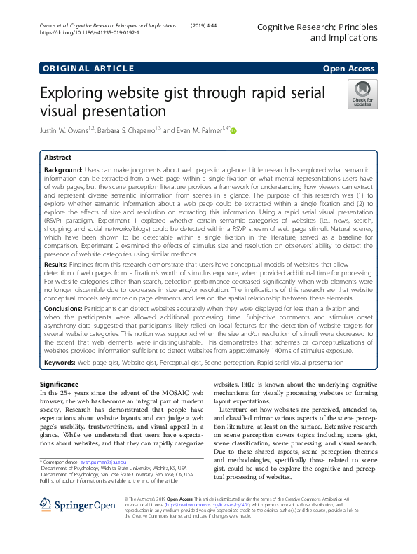 (PDF) Exploring website gist through rapid serial visual presentation