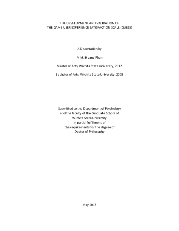 (PDF) The Development and Validation of the Game User Experience ...