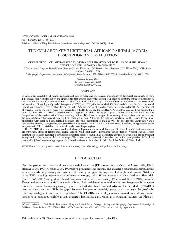 (PDF) The collaborative historical African rainfall model: description and evaluation