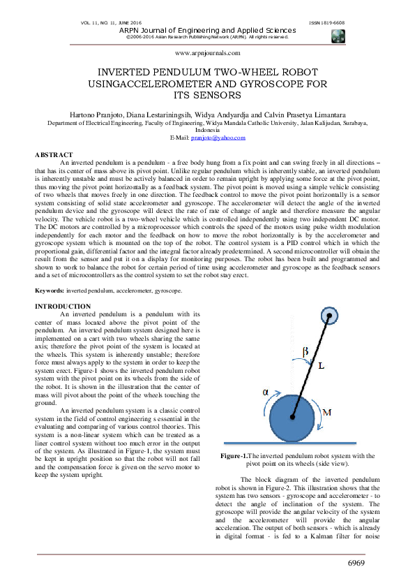 (PDF) Inverted pendulum two-wheel robot using accelerometer and gyroscope for its sensors