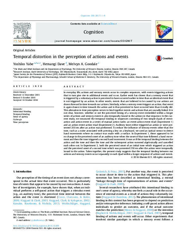 (PDF) Temporal distortion in the perception of actions and events