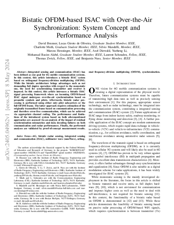 (PDF) Bistatic OFDM-based ISAC with Over-the-Air Synchronization: System Concept and Performance ...