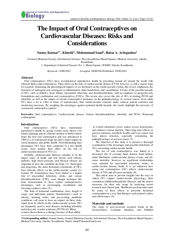 (PDF) The Impact of Oral Contraceptives on Cardiovascular Diseases ...
