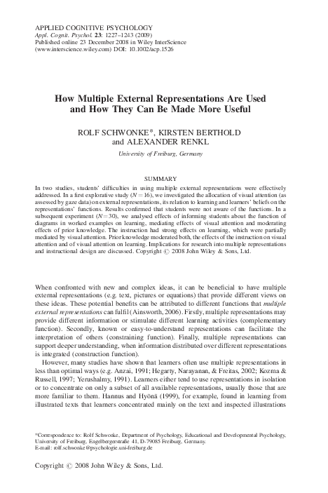 (PDF) How multiple external representations are used and how they can ...