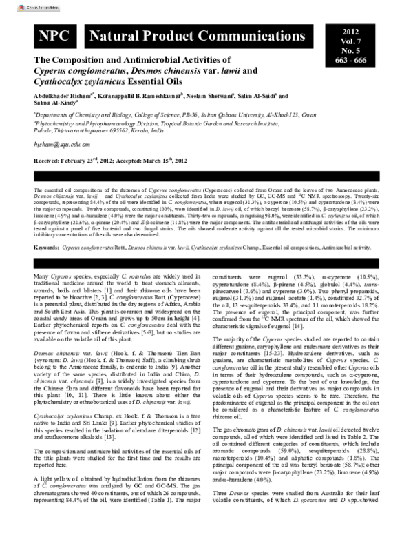 (PDF) The Composition and Antimicrobial Activities of Cyperus ...