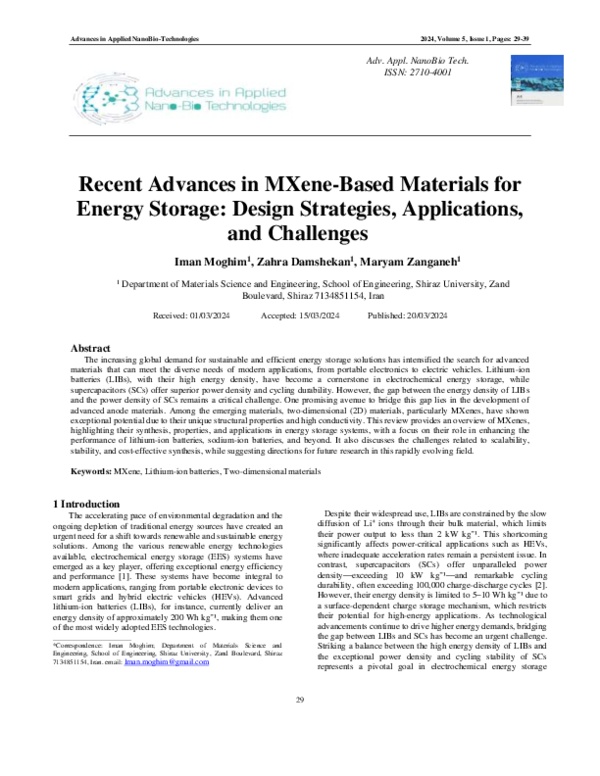 (PDF) Recent Advances in MXene-Based Materials for Energy Storage: Design Strategies ...