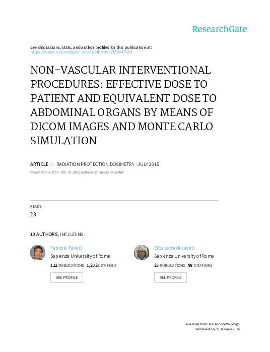 (PDF) Non-vascular interventional procedures: effective dose to patient and equivalent dose to ...