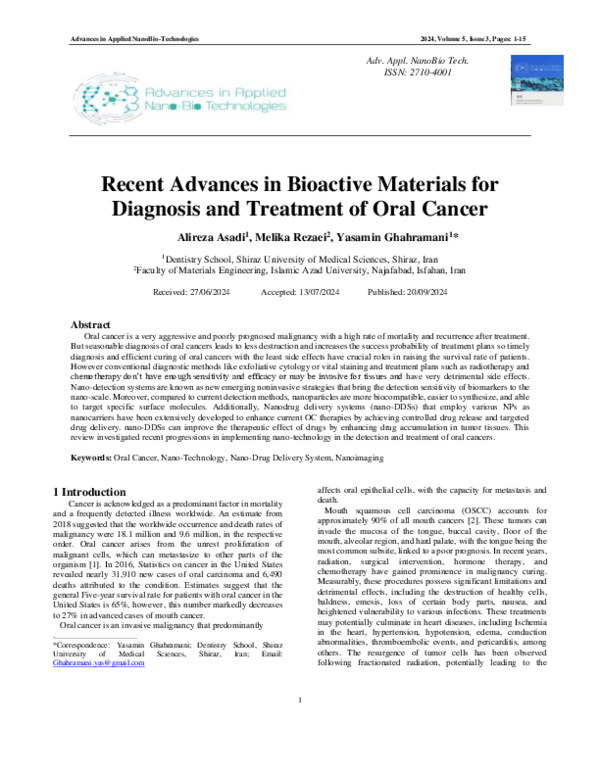 (PDF) Recent Advances in Bioactive Materials for Diagnosis and ...