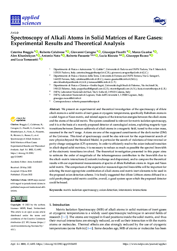 (PDF) Spectroscopy of Alkali Atoms in Solid Matrices of Rare Gases ...