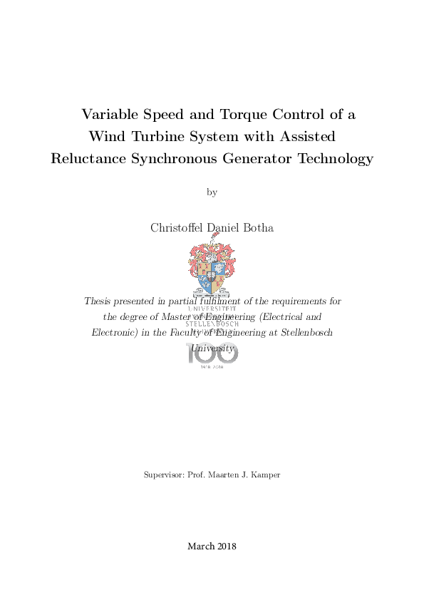 (PDF) Variable speed and torque control of a wind turbine system with assisted reluctance ...