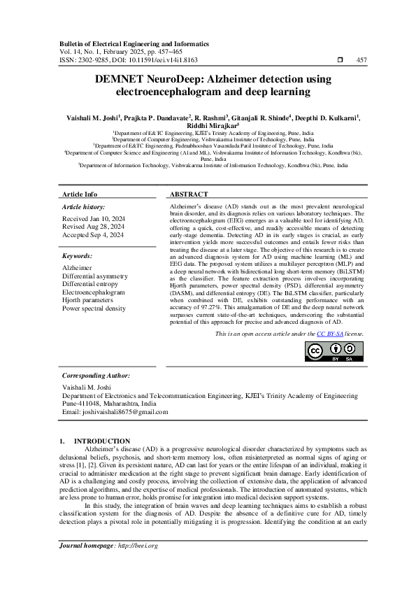 (PDF) DEMNET NeuroDeep: Alzheimer detection using electroencephalogram ...