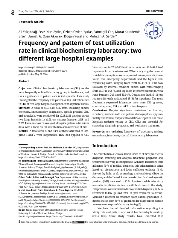 (PDF) Frequency and pattern of test utilization rate in clinical ...