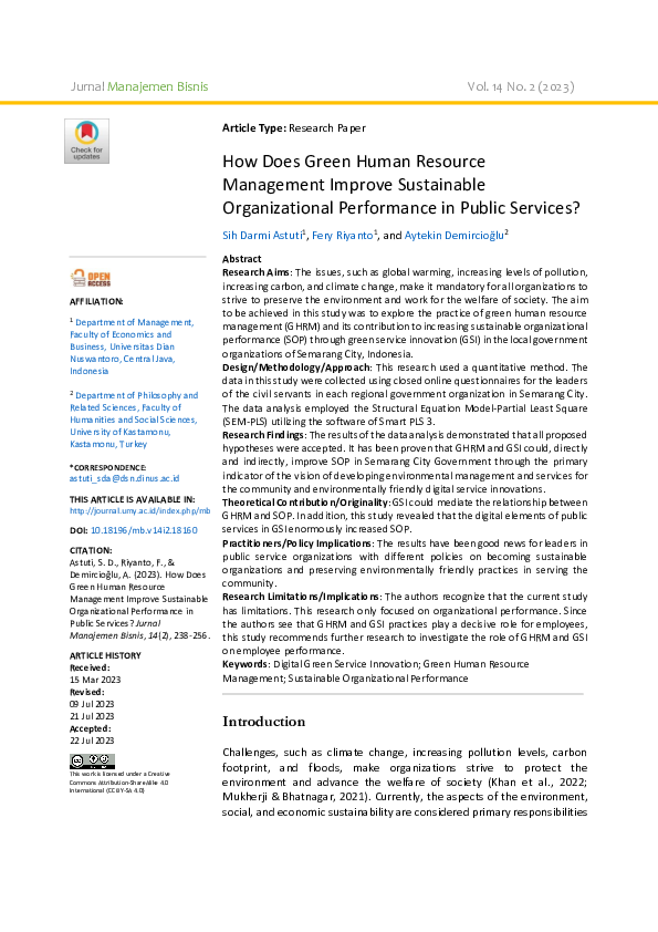 (PDF) How Does Green Human Resource Management Improve Sustainable Organizational Performance in ...