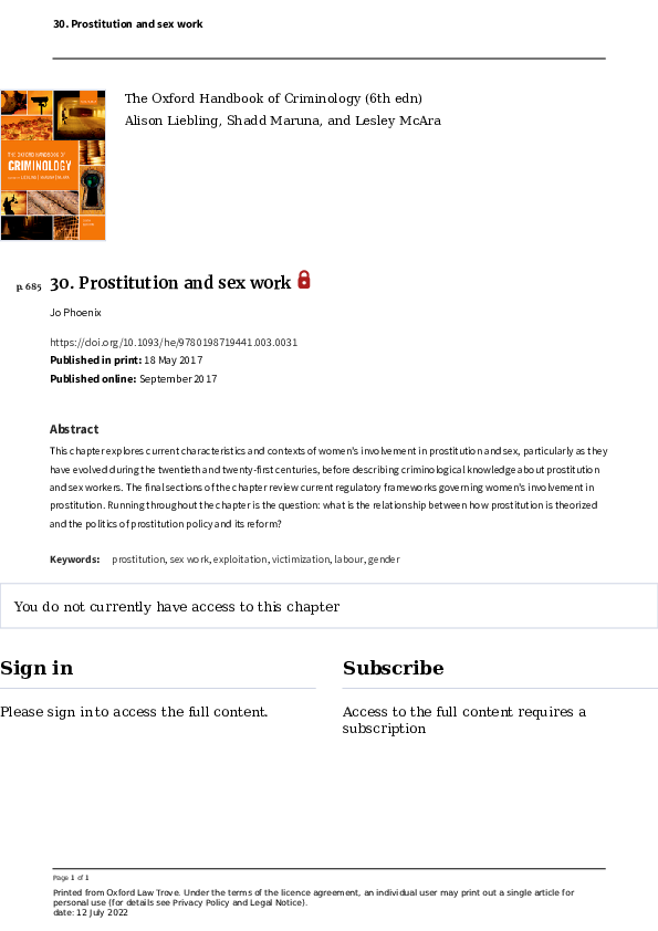 Pdf 30 Prostitution And Sex Work
