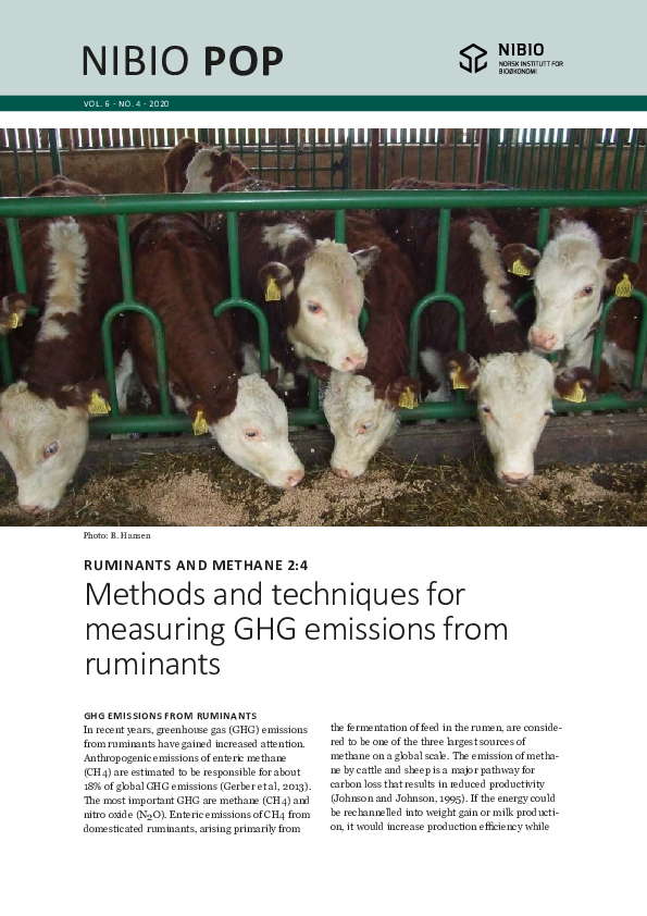 (PDF) RUMINANTS AND METHANE 2:4 Methods and techniques for measuring GHG emissions from ruminants