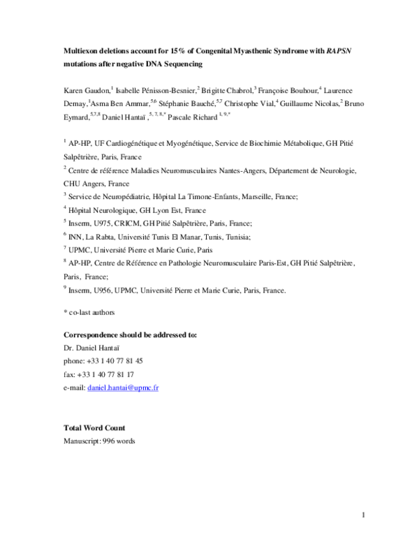 (PDF) Multiexon deletions account for 15% of congenital myasthenic ...