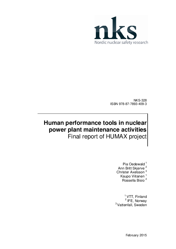 (PDF) NKS-328, Human performance tools in nuclear power plant ...