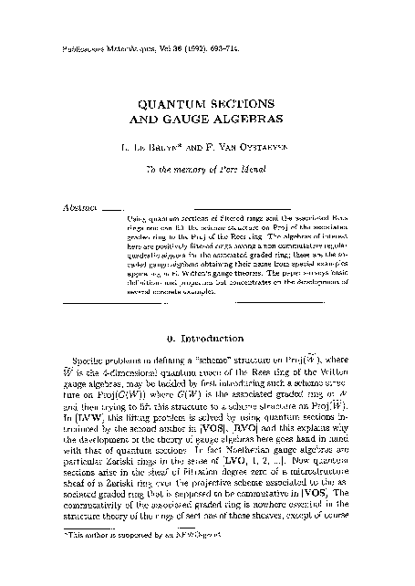 (PDF) Quantum sections and gauge algebras