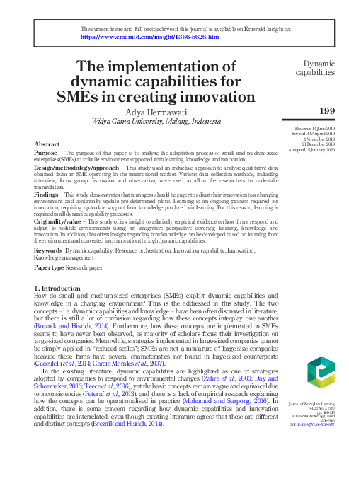 (PDF) The implementation of dynamic capabilities for small and medium-sized enterprises in ...