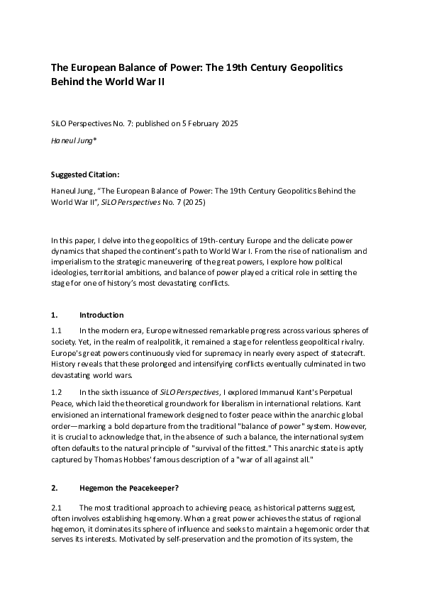 (PDF) The European Balance of Power: The 19th Century Geopolitics ...