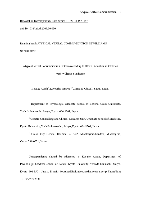 (PDF) Atypical Verbal Communication Pattern According to Others ...