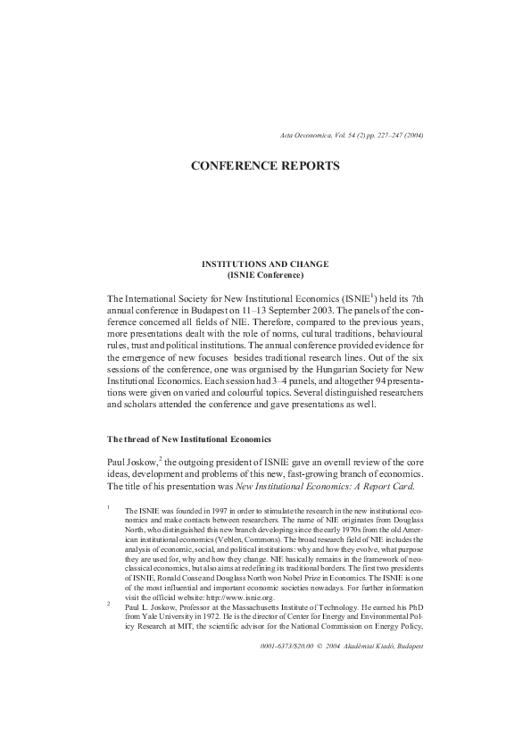 (PDF) Conference Reports
