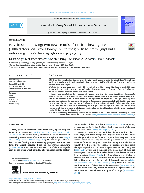 (PDF) Parasites on the wing; two new records of marine chewing lice ...