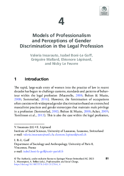 (PDF) Models of Professionalism and Perceptions of Gender ...