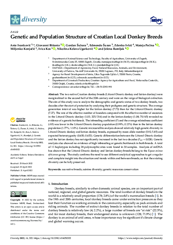 (PDF) Genetic and Population Structure of Croatian Local Donkey Breeds