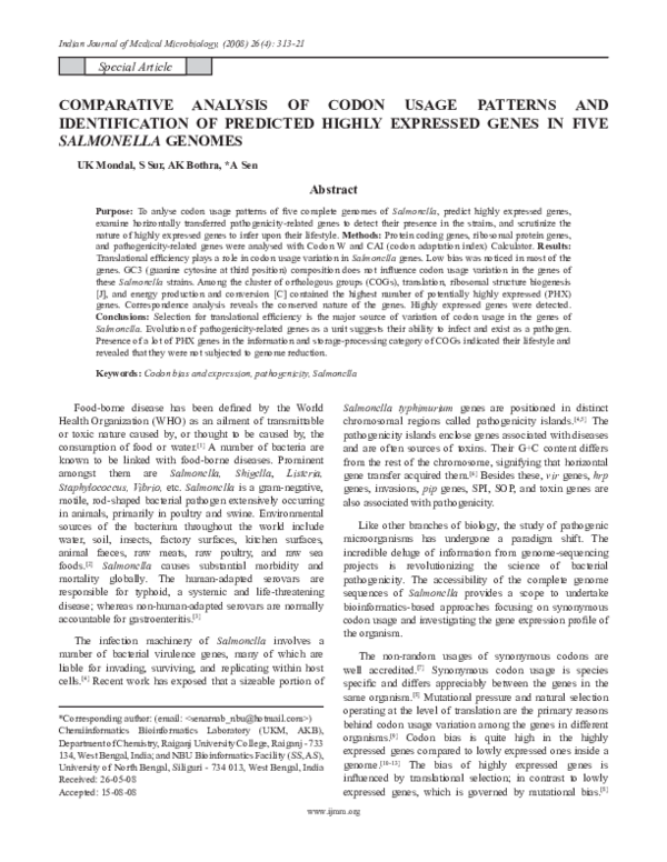 (PDF) Comparative analysis of codon usage patterns and identification ...
