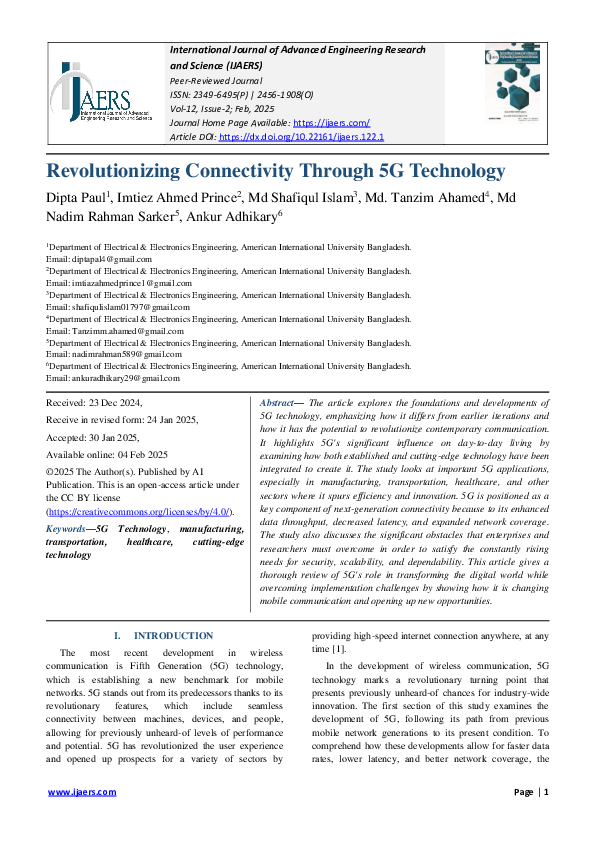 (PDF) Revolutionizing Connectivity Through 5G Technology