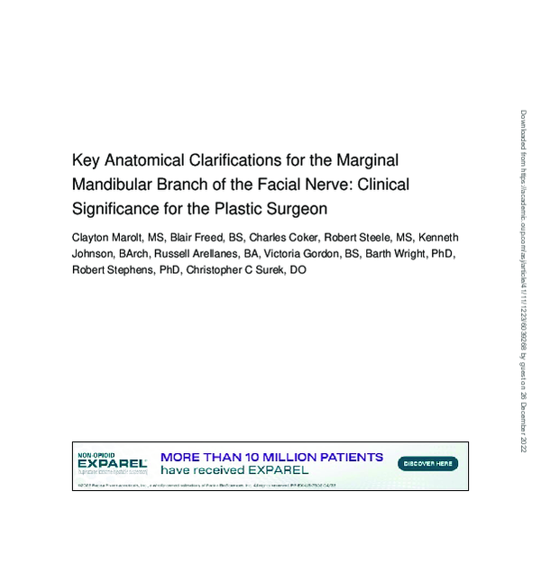 (PDF) Key Anatomical Clarifications for the Marginal Mandibular Branch ...