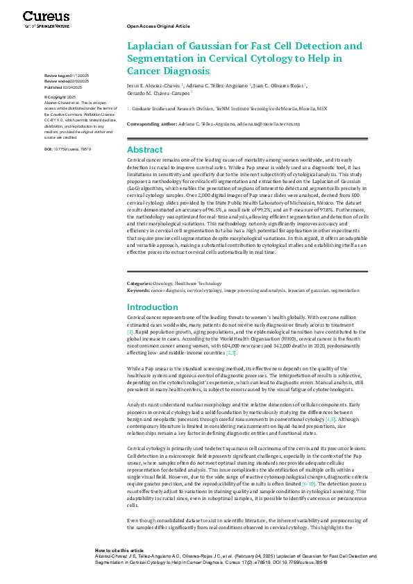 (PDF) Laplacian of Gaussian for Fast Cell Detection and Segmentation in Cervical Cytology to ...