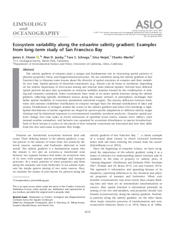 (PDF) Ecosystem variability along the estuarine salinity gradient ...