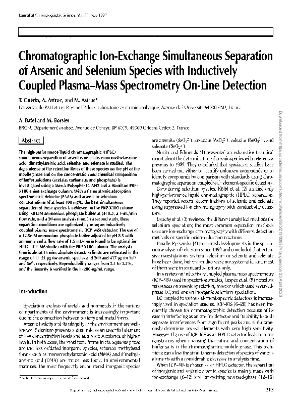 (PDF) Chromatographic Ion-Exchange Simultaneous Separation of Arsenic ...