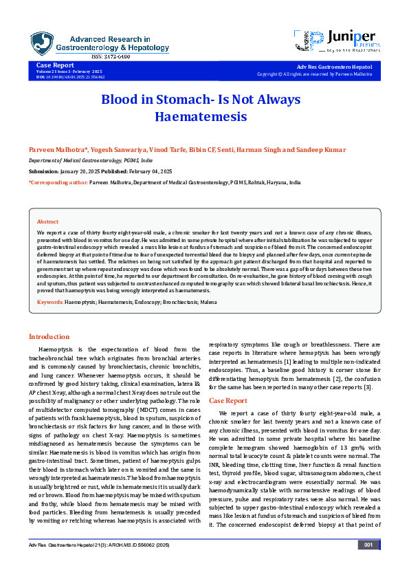 (PDF) Blood in Stomach-Is Not Always Haematemesis