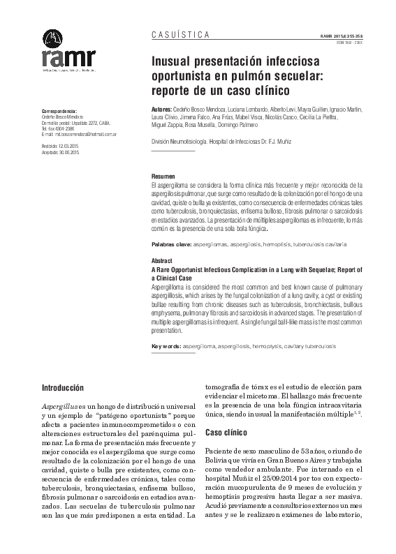 (PDF) Inusual presentación infecciosa oportunista en pulmón secuelar ...