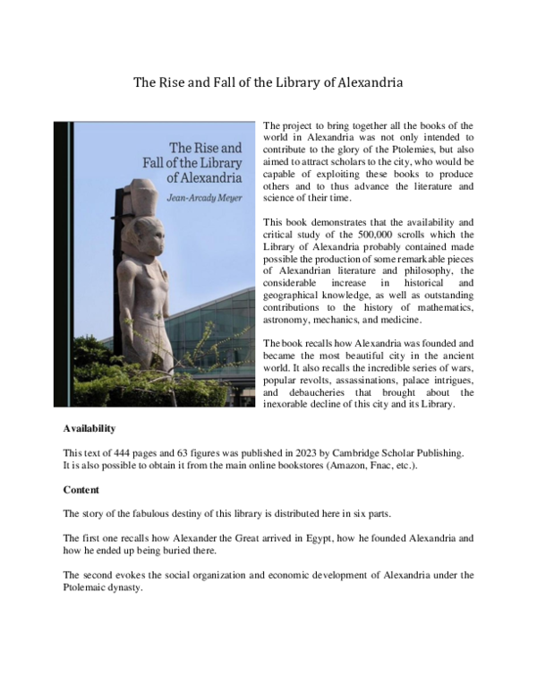 (PDF) The Rise and Fall of the Library of Alexandria