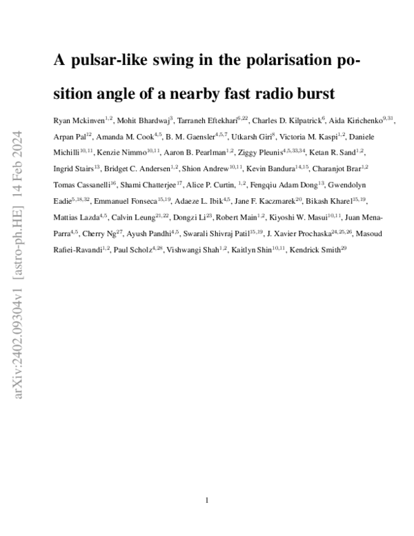 (PDF) A pulsar-like swing in the polarisation position angle of a ...
