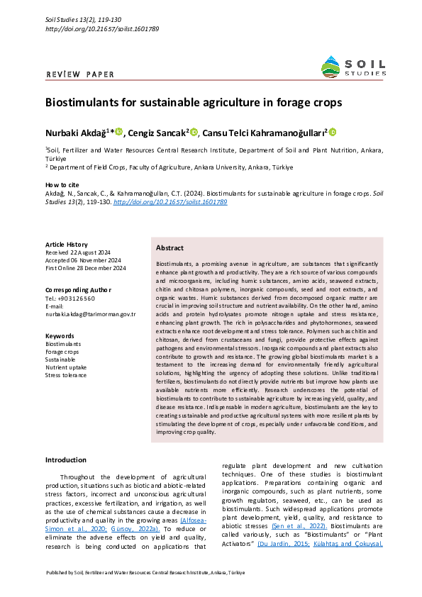 (PDF) Biostimulants for sustainable agriculture in forage crops