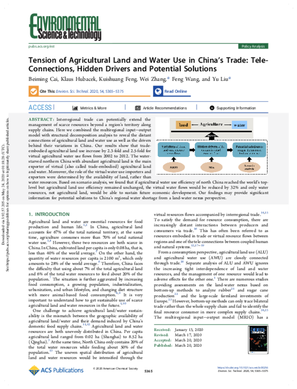 (PDF) Tension of Agricultural Land and Water Use in China’s Trade: Tele ...