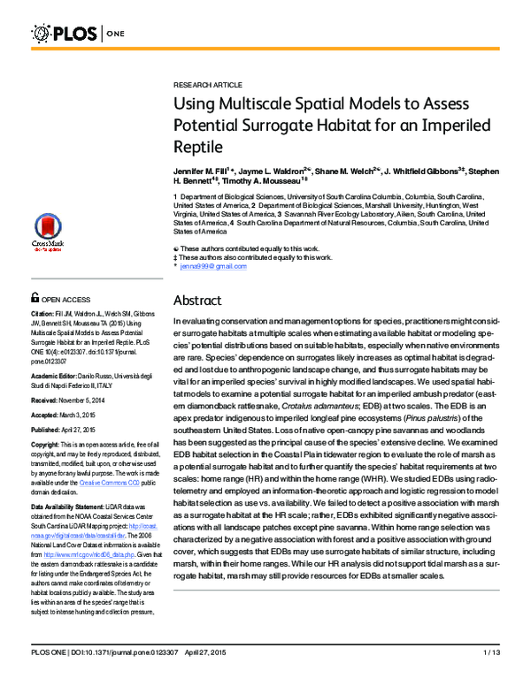 (PDF) Using multiscale spatial models to assess potential surrogate ...