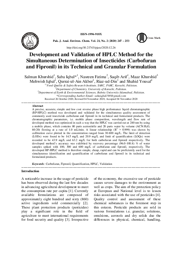 Pdf Development And Validation Of Hplc Method For The Simultaneous