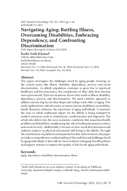 (PDF) Navigating Aging: Battling Illness, Overcoming Disabilities, Embracing Dependency, and ...