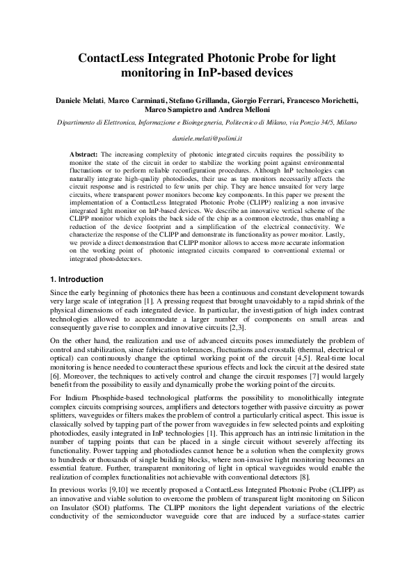 (PDF) ContactLess Integrated Photonic Probe for light monitoring in InP ...