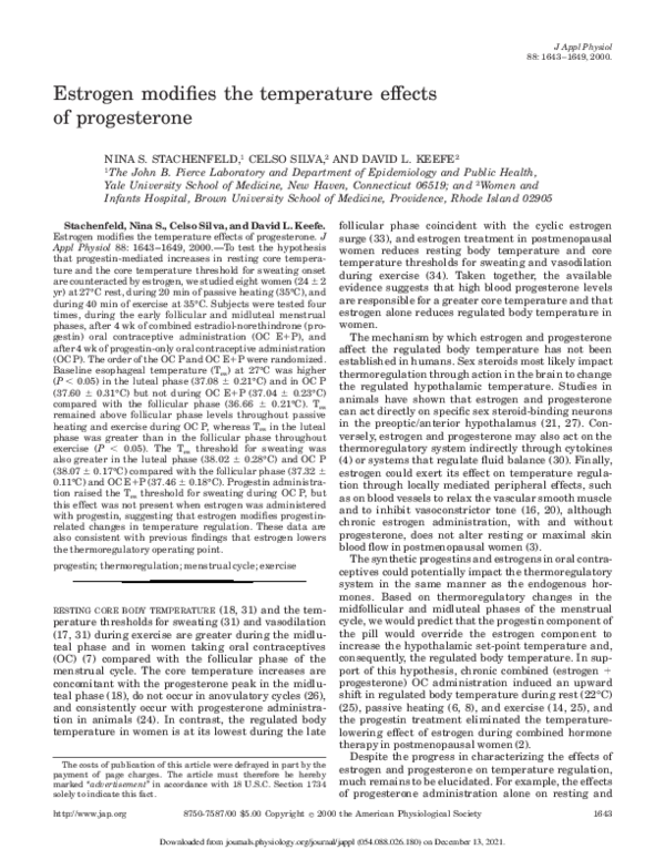 (PDF) Progesteronemodifies the Temperature Effects of