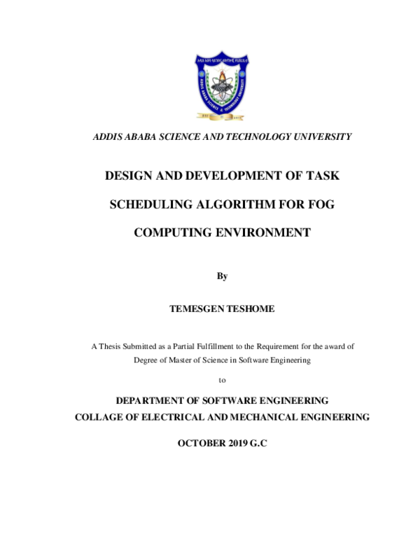 Pdf Design And Development Of Task Scheduling Algorithm For Fog